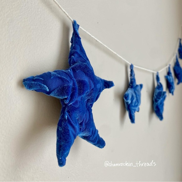 Wall Decor | Royal Blue Velvet Paisley Puff Star Garland | Poshmark